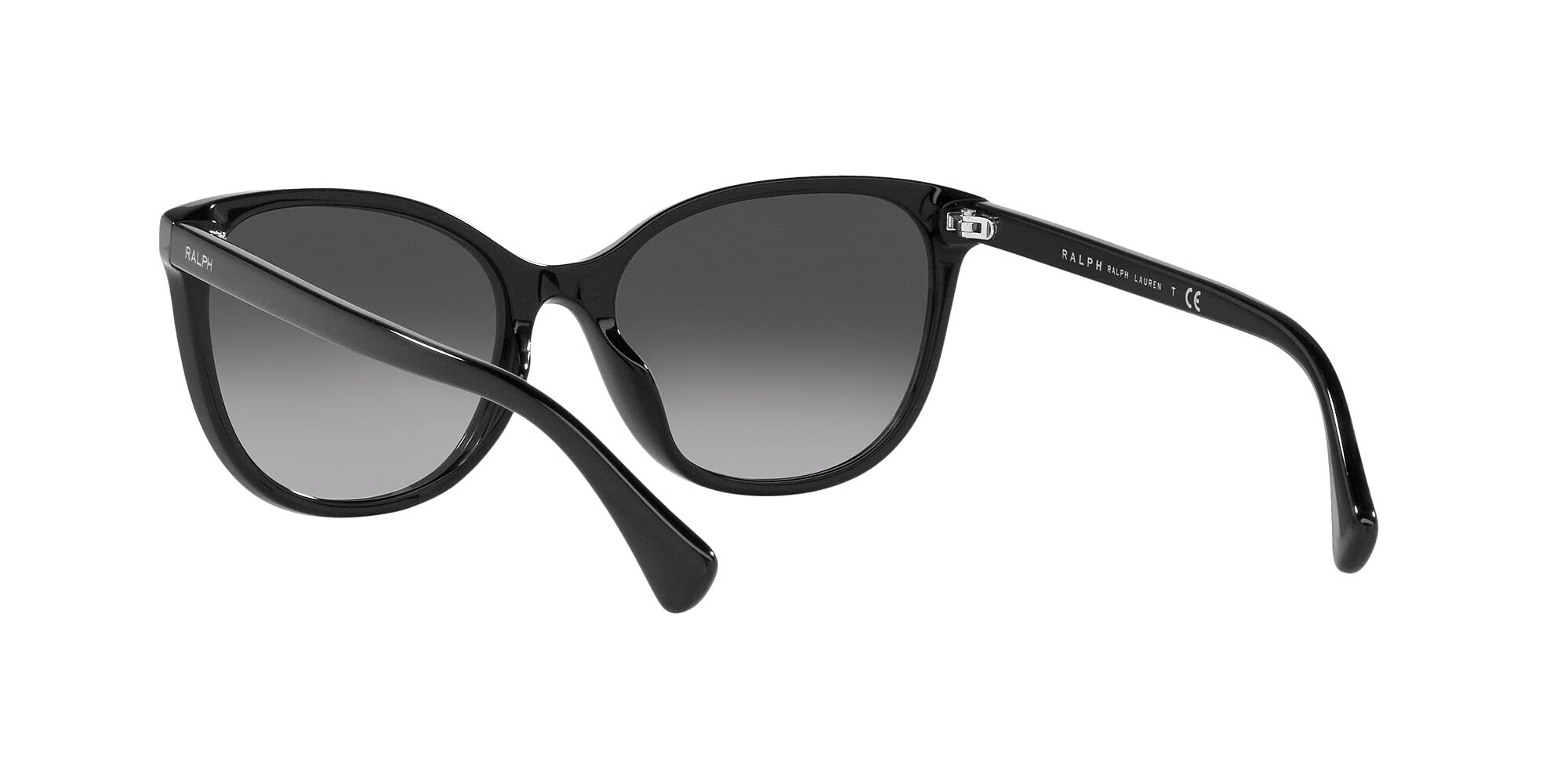 Ralph by Ralph Lauren Women's Ra5282u Universal Fit Cat Eye Sunglasses, Shiny Black/Gradient Grey, 55 mm