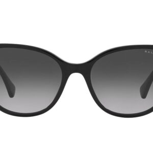 Ralph by Ralph Lauren Women's Ra5282u Universal Fit Cat Eye Sunglasses, Shiny Black/Gradient Grey, 55 mm