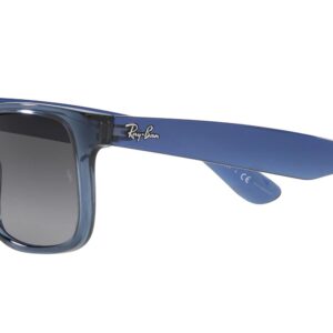 Ray-Ban RB4165 Justin Rectangular Sunglasses, Transparent Blue/Polarized Grey Gradient, 54 mm