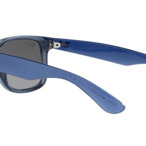 Ray-Ban RB4165 Justin Rectangular Sunglasses, Transparent Blue/Polarized Grey Gradient, 54 mm