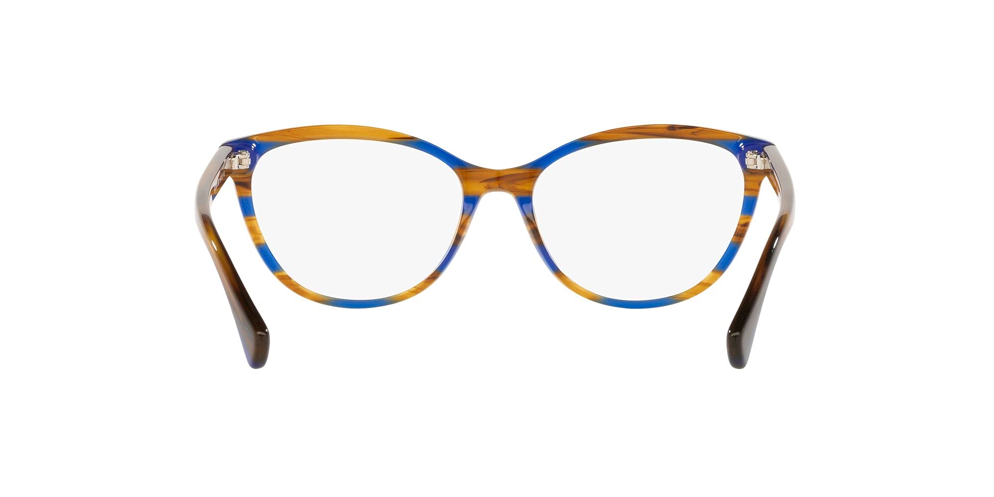 Ralph by Ralph Lauren Women's RA7134 Cat Eye Prescription Eyewear Frames, Striped Brown Blue/Demo Lens, 54 mm