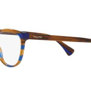 Ralph by Ralph Lauren Women's RA7134 Cat Eye Prescription Eyewear Frames, Striped Brown Blue/Demo Lens, 54 mm