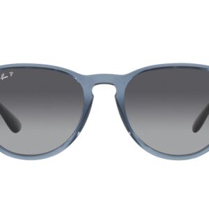 Ray-Ban RB4171 Erika Round Sunglasses, Transparent Blue/Polarized Grey Gradient, 54 mm