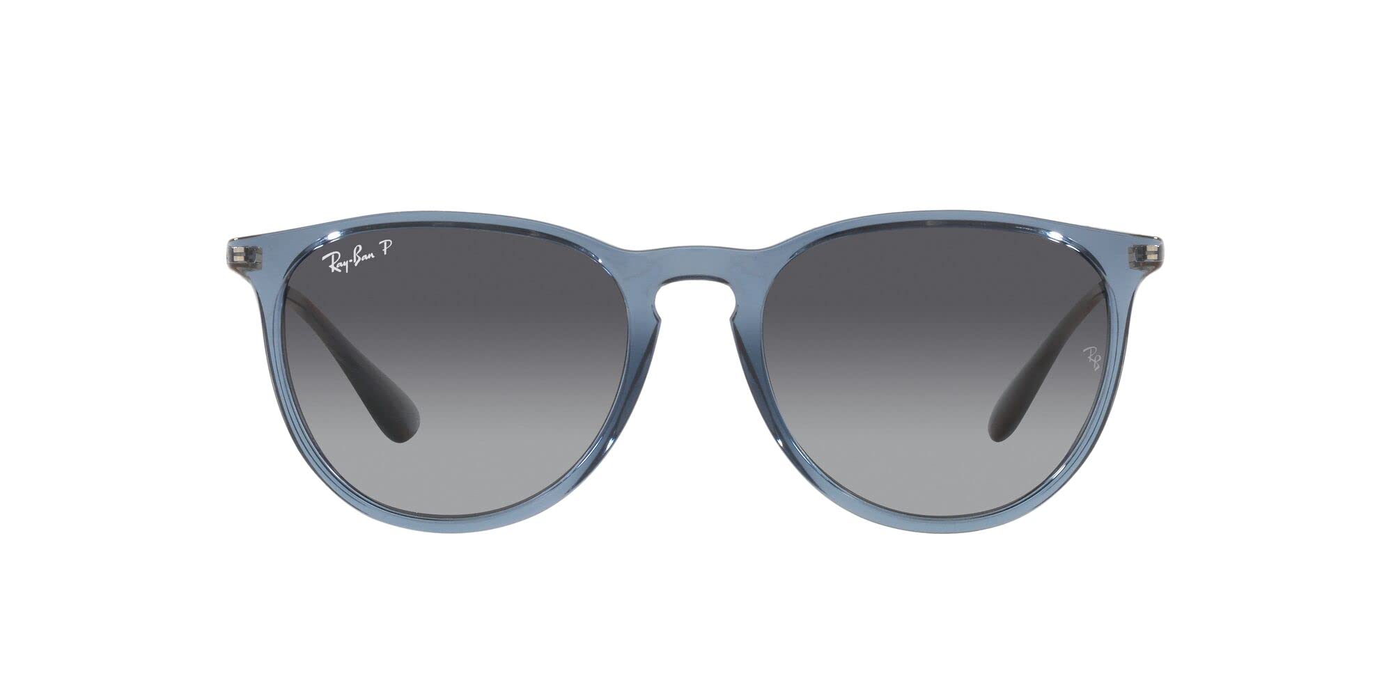 Ray-Ban RB4171 Erika Round Sunglasses, Transparent Blue/Polarized Grey Gradient, 54 mm