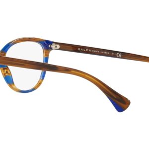 Ralph by Ralph Lauren Women's RA7134 Cat Eye Prescription Eyewear Frames, Striped Brown Blue/Demo Lens, 54 mm