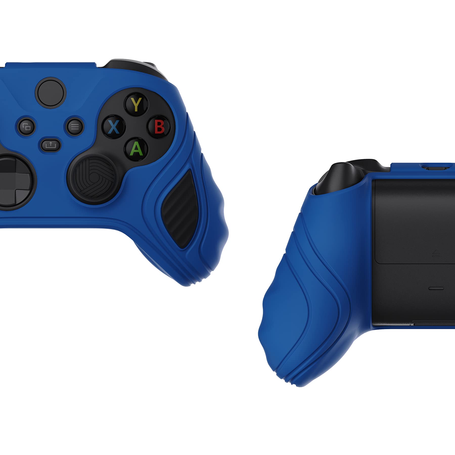 PlayVital Scorpion Edition Two-Tone Anti-Slip Silicone Case Cover for Xbox Series X/S Controller, Soft Rubber Case for Xbox Core Wireless Controller with Thumb Grip Caps - Blue & Black