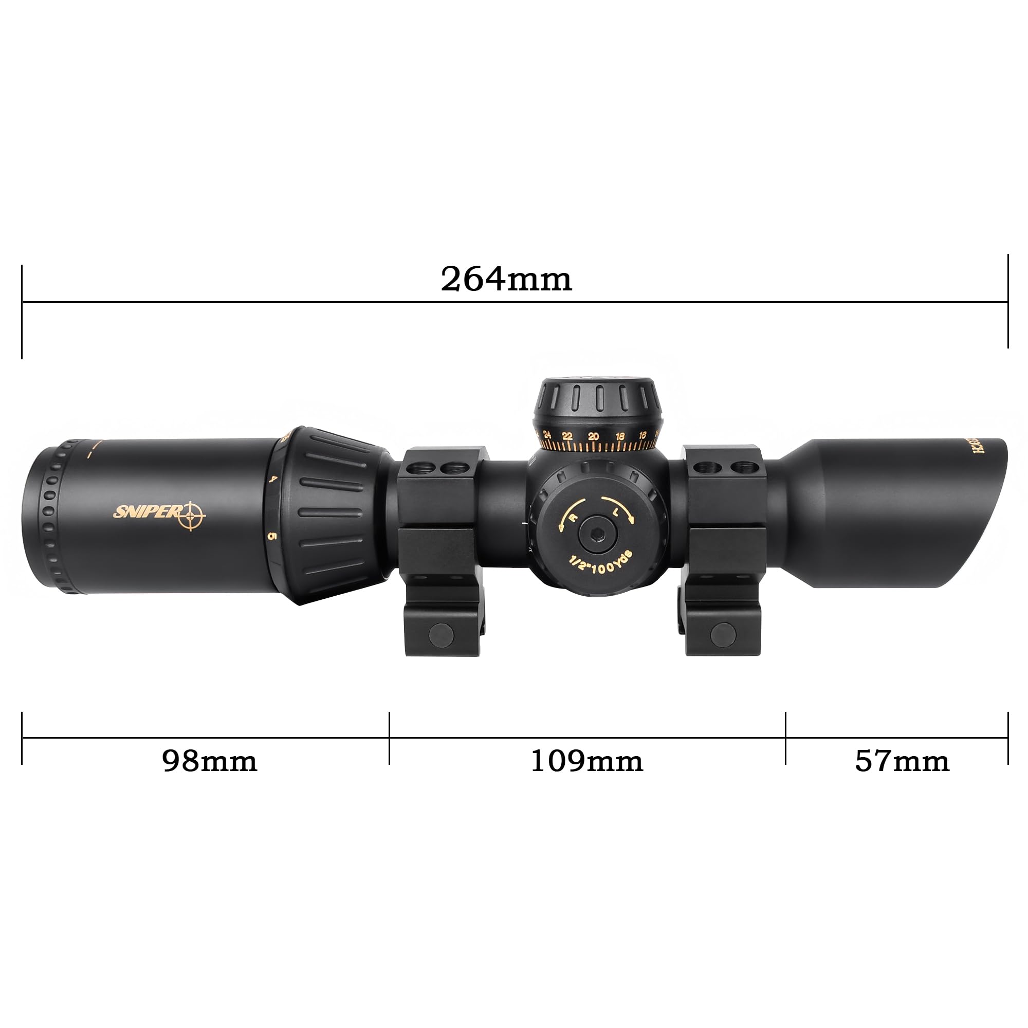 ND 1-5x30 MD Scope Mil-Dot Reticle Scope Riflescope Riflescope Reticle Illumination in Red, Green and Blue