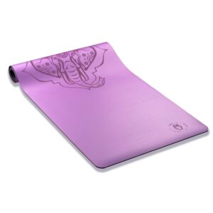 Yoga Mat by Modern Body Extra Thick 6mm for Exercise and Pilates - Purple Elephant- Natural Eco Friendly Rubber, Extra Cushion for Stability and Comfort, Absorbent non-slip grip with 2 carry straps