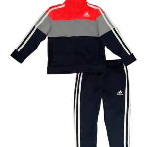 adidas Boys' Tricot Jacket & Pant Clothing Set (5, Bright Orange Red)