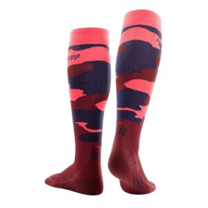 cep women's camocloud tall running compression socks | long performance sock, pink/peacoat women, iii