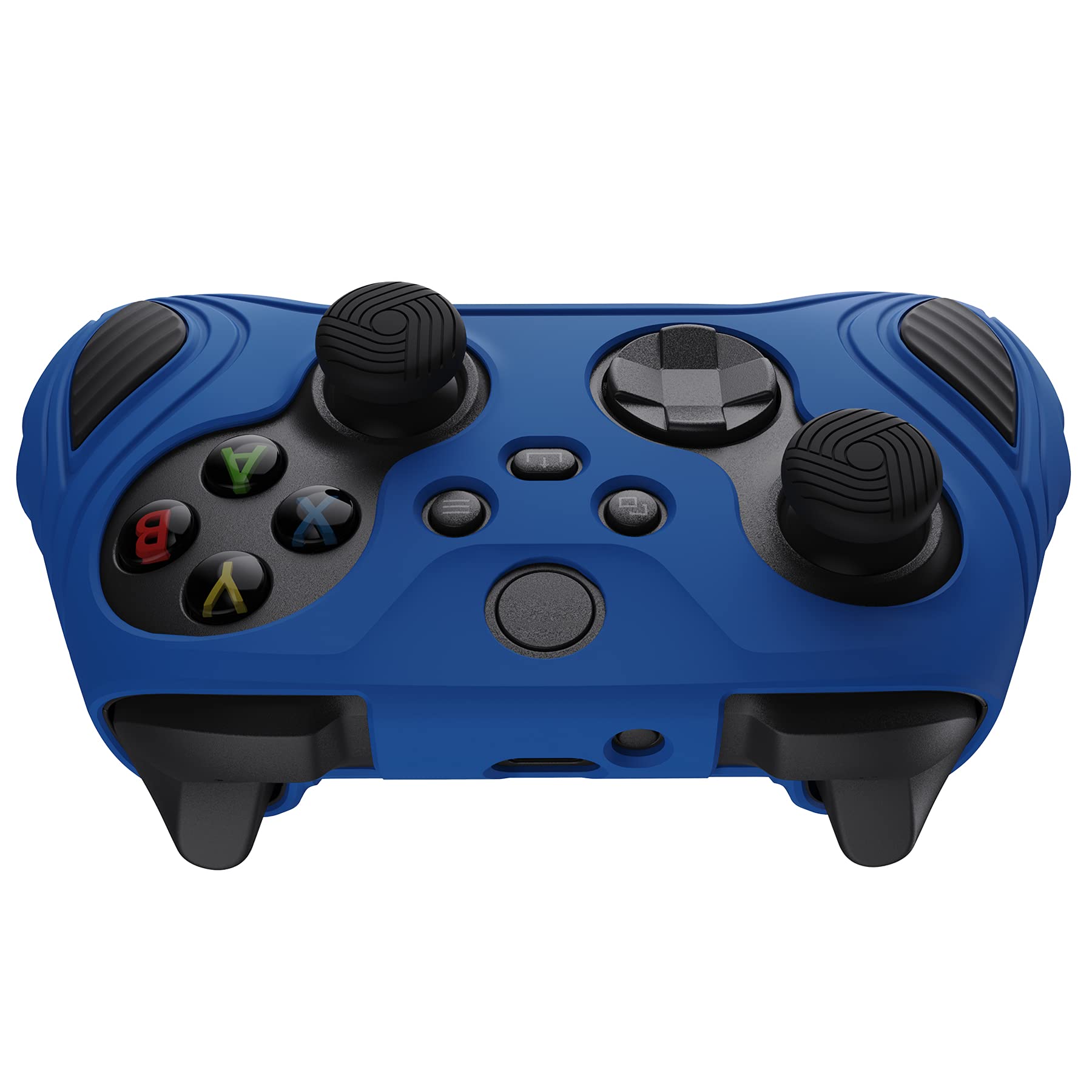 PlayVital Scorpion Edition Two-Tone Anti-Slip Silicone Case Cover for Xbox Series X/S Controller, Soft Rubber Case for Xbox Core Wireless Controller with Thumb Grip Caps - Blue & Black