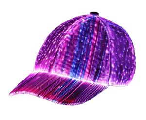 hunruy hip hop luminous led baseball cap hats for christmas rave with 7 colors light usb charging (black)