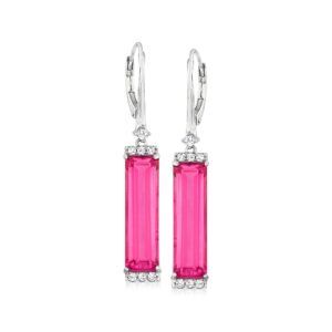 ross-simons 12.29 ct. t.w. pink and white topaz drop earrings in sterling silver