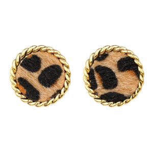 voyomi leopard stud earrings for women - statement geometric tiny circle/square hoop earrings,drop dangle earrings fashion jewelry for girls, great as gifts（circle）