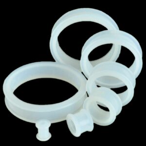 Pair 3/4" (19MM) CLEAR SILICONE FLAT FLARE TUNNELS Double Flare Gauges Thin Soft Flexible Flesh Plugs (2pcs)