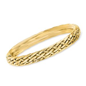 ross-simons 18kt gold over sterling basketweave bangle bracelet. 7.5 inches