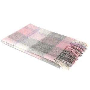 inte ive care 100% pure cashmere scarf with fringed edges, super large size for men and women,warm & soft,colors available in solid/plaid (plaid color&pink gray)