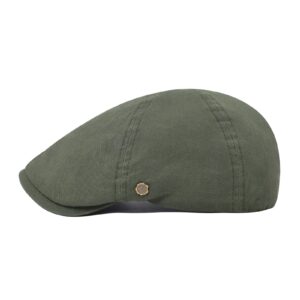 VOBOOM Cotton Flat Cap Cabbie Hat Gatsby Ivy Cap Irish Hunting Hat Newsboy (Army Green)