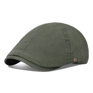 voboom cotton flat cap cabbie hat gatsby ivy cap irish hunting hat newsboy (army green)