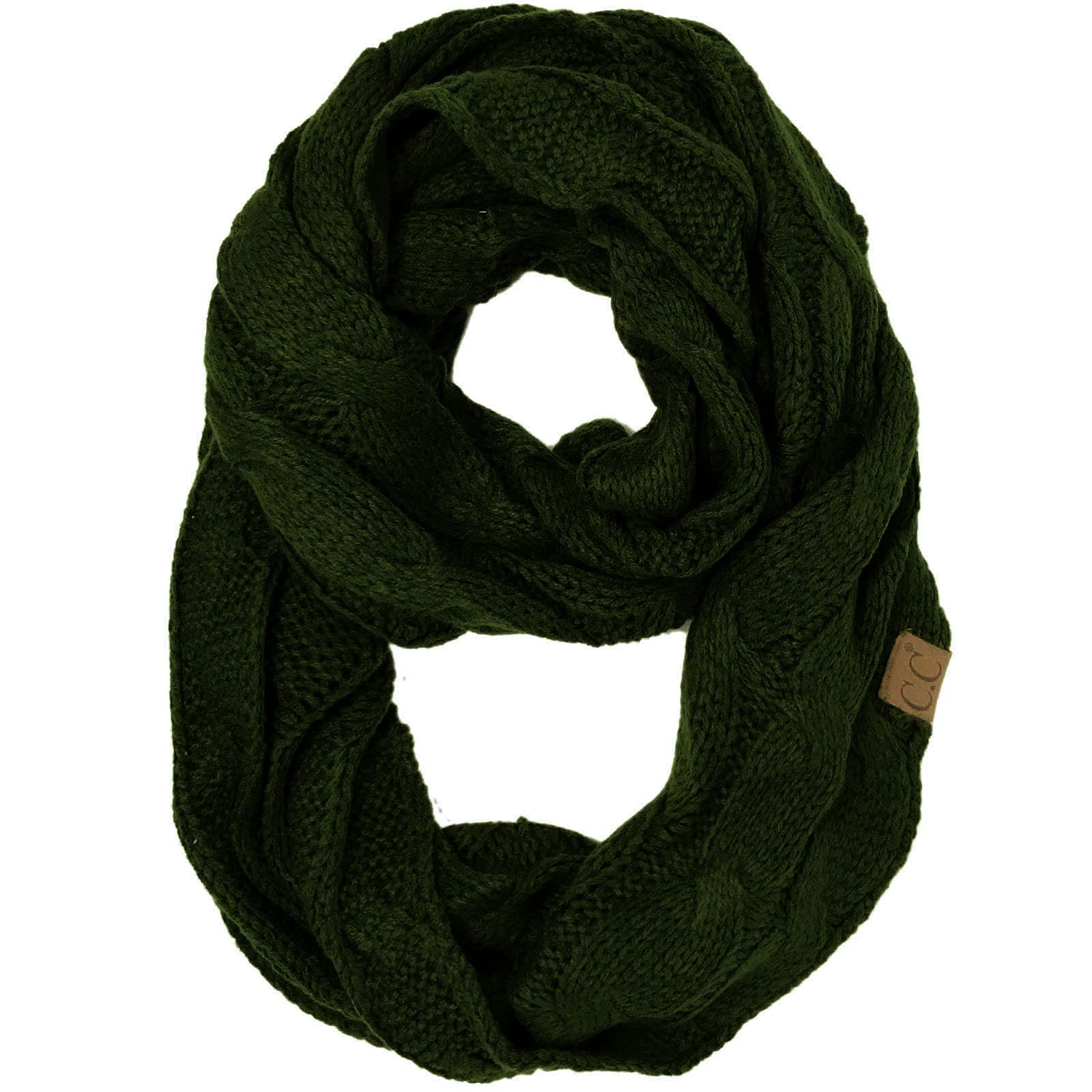 C.C CC Winter Soft Matching Unisex Chunky Knit Cowl Loop Infinity Scarf (Solid Moss)