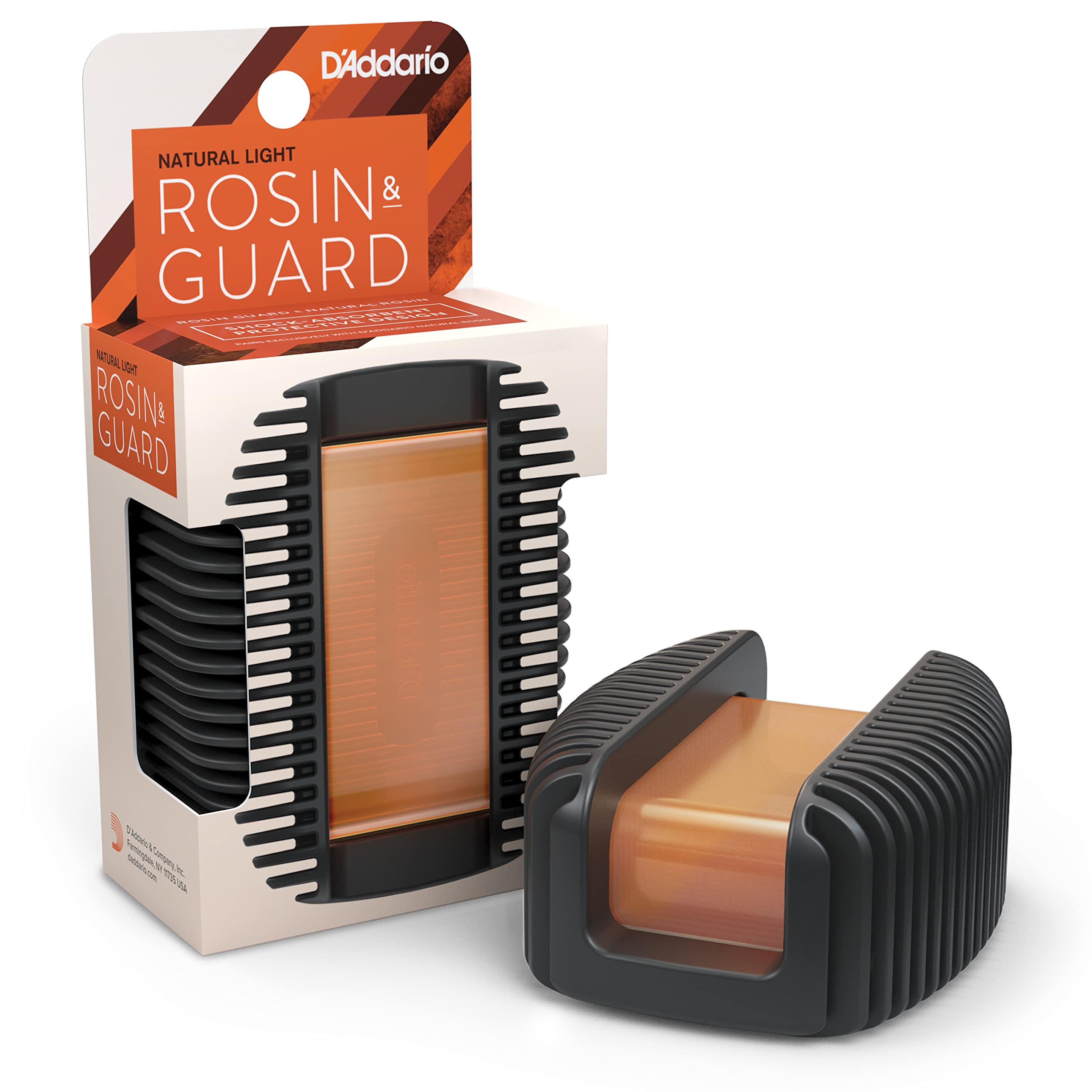 D'Addario Violin Rosin Guard with Light Rosin - Rosin for Violin, Cello, Viola, Double Bass - Shock Absorbent - Magnetic Attachment - Easy Grip - Dishwasher Safe