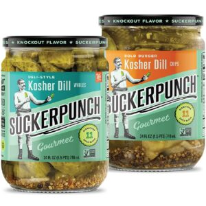 SuckerPunch Pickles | Variety 2-Pack | 24 Ounce Jars | Kosher Dill 2-Pack | Dill Chip + Dill Whole | Non-GMO