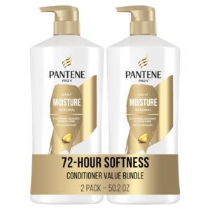 pantene daily moisture renewal conditioner twin pack with hair mask treatment, pro-v hydration for dry damaged hair, long-lasting softness, safe for color-treated hair, 25.1 fl oz each, 2 pack