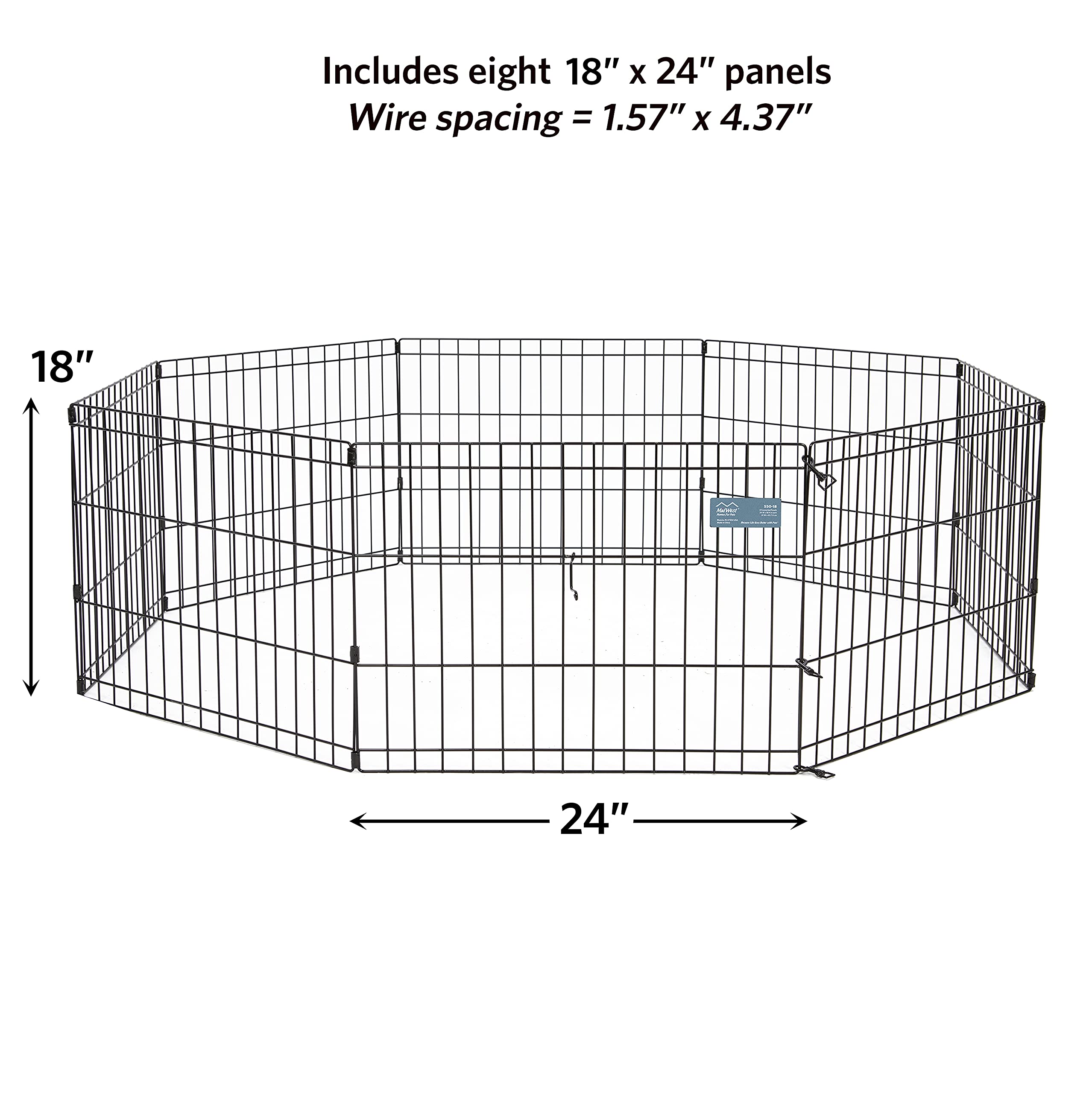 MidWest Homes for Pets Dog Exercise Pen & Playpen, 18-Inch, No Door, Black