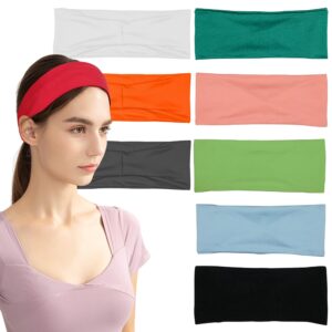 lotus78 workout headbands for women non slip, 8pcs soft elastic sports hair bands for women's hair, wide headbands for woman, fashionable head bands for women's hair, daily-use headbands (smile icon)