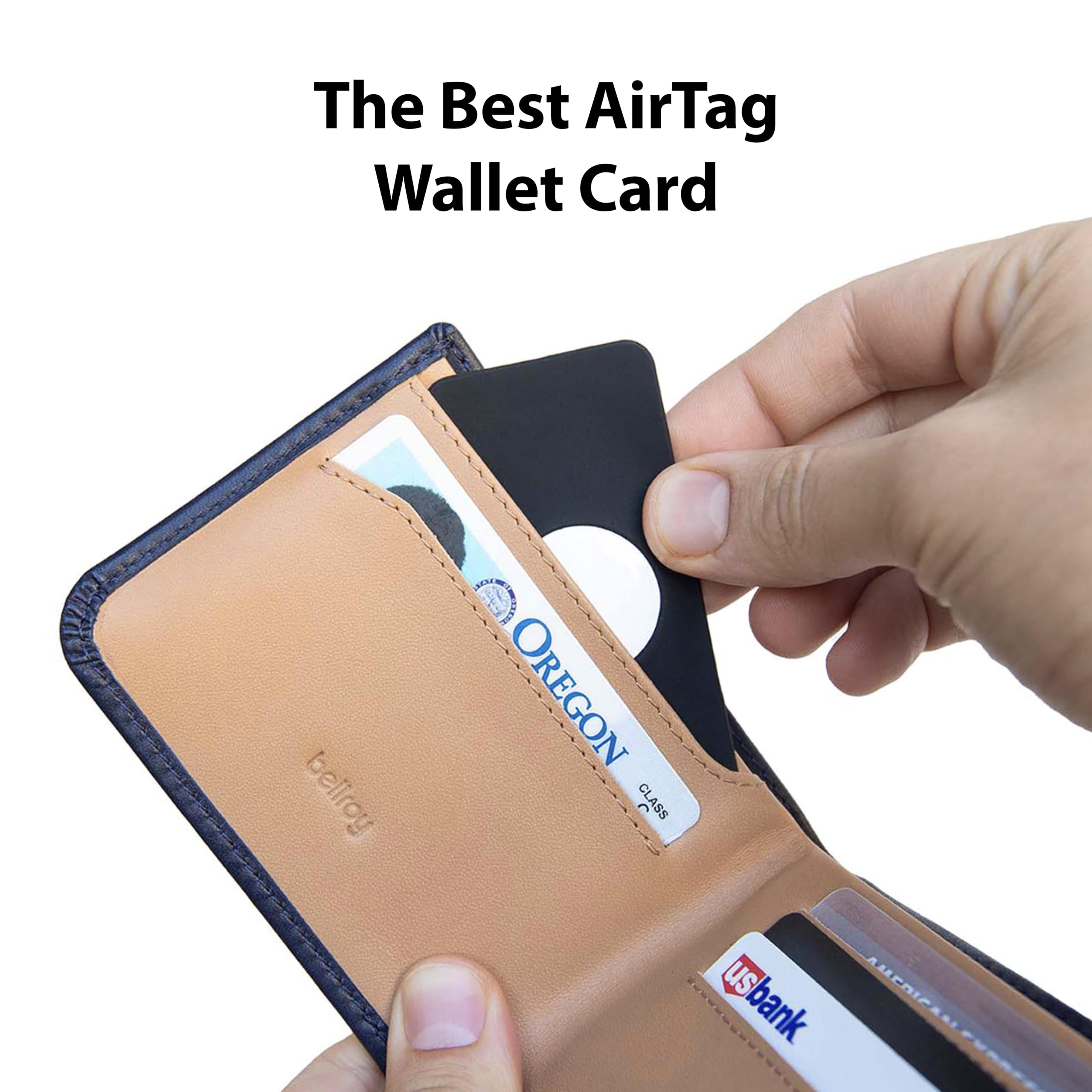 TagVault™ AirTag Wallet Holder - The Thinnest AirTag Wallet Card Insert | Flexible, Stays Hidden, Patent Pending | Elevation Lab