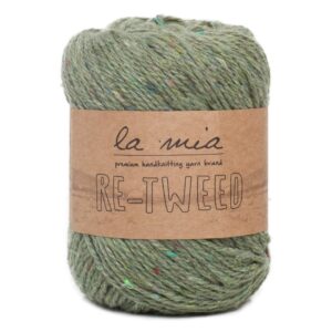 1 ball la mia re-tweed knitting yarn, wool polyester acrylic, 3.5 oz (100 g) / 202 yrds (185 m), worsted, green - l173