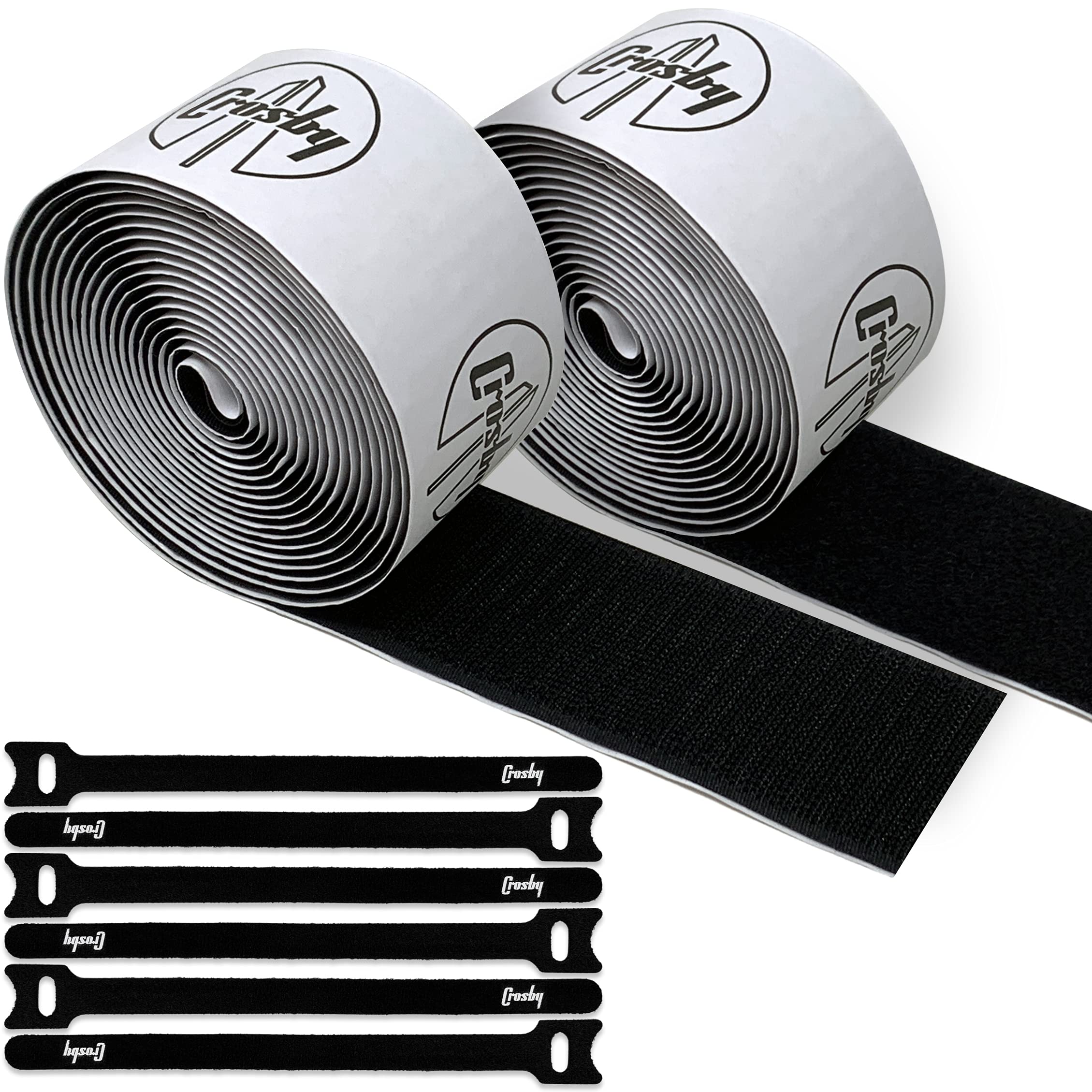 Crosby Pedalboard Grip Kit - 10 Feet (3m) of Heavy Duty Hook & Loop Tape Plus 6 Reusable Cable Ties for Guitar or Bass Pedal Board Mounting and Cable Management