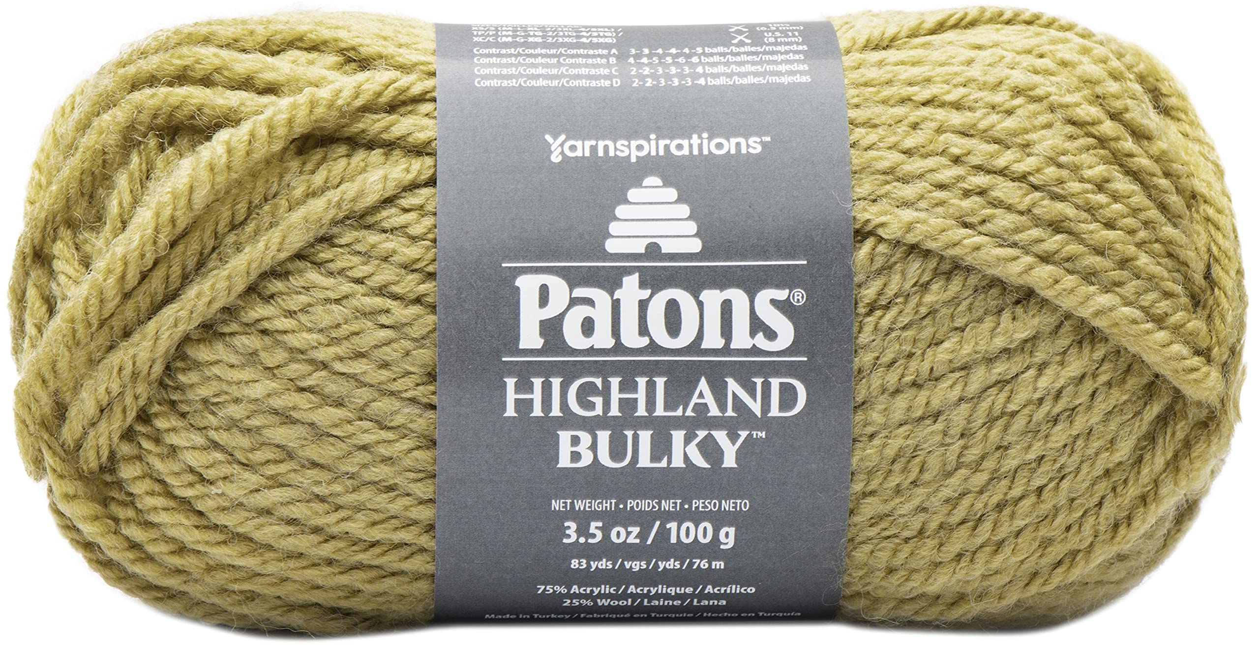 Patons Highland Bulky Solids Yarn, Moss