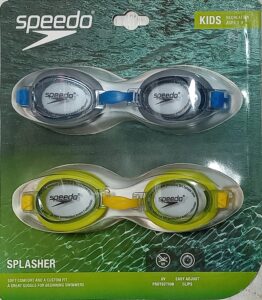 speedo kids splasher goggles 2-pack - grey/lime