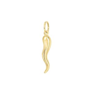 lucchetta 14k italian gold horn pendant hollow for him and her | suitable for gifting handmade in italy | hypoallergenic made to last | fits perfectly up to 4mm necklace