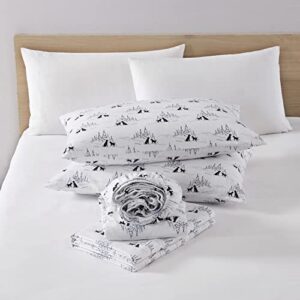 Eddie Bauer - King Sheet Set, Warm Breathable Cotton Flannel Bedding with Deep Pockets, Brushed for Extra Softness, Cozy Home Decor, Oeko-Tex Certified (Dog Friends White, King)