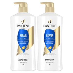 pantene conditioner twin pack with hair treatment, repair & protect for damaged hair, safe for color-treated hair