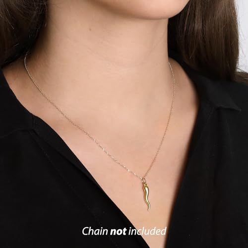 Lucchetta 14K Italian Gold Horn Pendant Hollow for Him and Her | Suitable for Gifting Handmade in Italy | Hypoallergenic Made to Last | Fits Perfectly up to 4mm Necklace