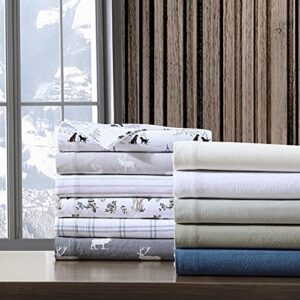 Eddie Bauer - King Sheet Set, Warm Breathable Cotton Flannel Bedding with Deep Pockets, Brushed for Extra Softness, Cozy Home Decor, Oeko-Tex Certified (Dog Friends White, King)