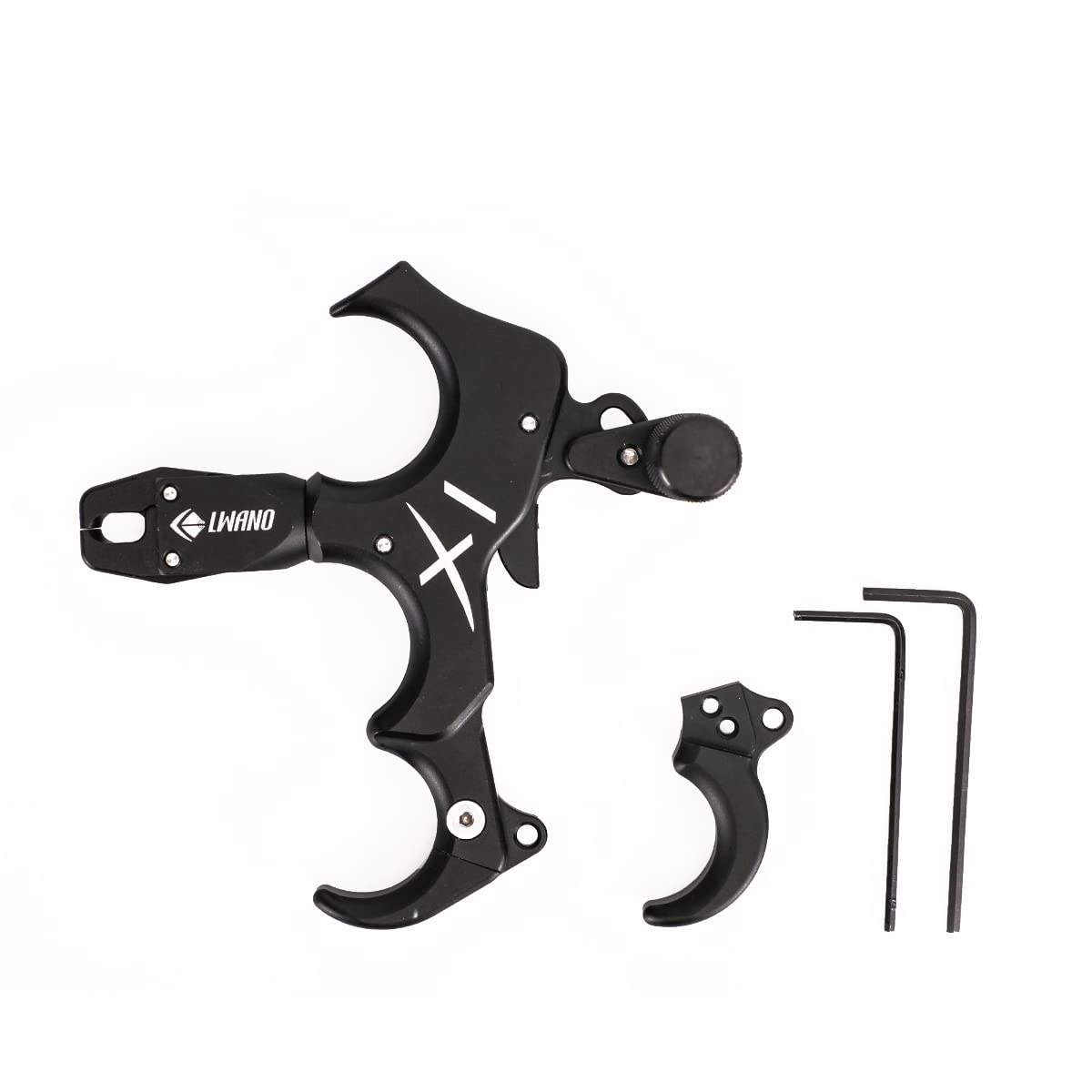 LWANO X1 Compound Bow Thumb Bow Release, 3&4 Finger Grip Adjustable Archery Release Aids (Black)