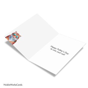 NobleWorks - 1 Funny Father's Day Card for Dad, Pa, Pop, Daddy, Stepfather with Envelope with Envelope - Humor - Animal's Day Off-Tiger C6670IFDG