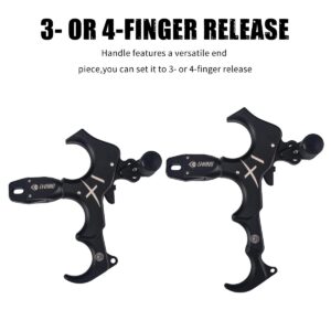 LWANO X1 Compound Bow Thumb Bow Release, 3&4 Finger Grip Adjustable Archery Release Aids (Black)