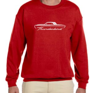 Maddmax Car Art 1964 1965 1966 Ford Thunderbird Hardtop Classic Outline Design Fleece Sweatshirt X-large grey