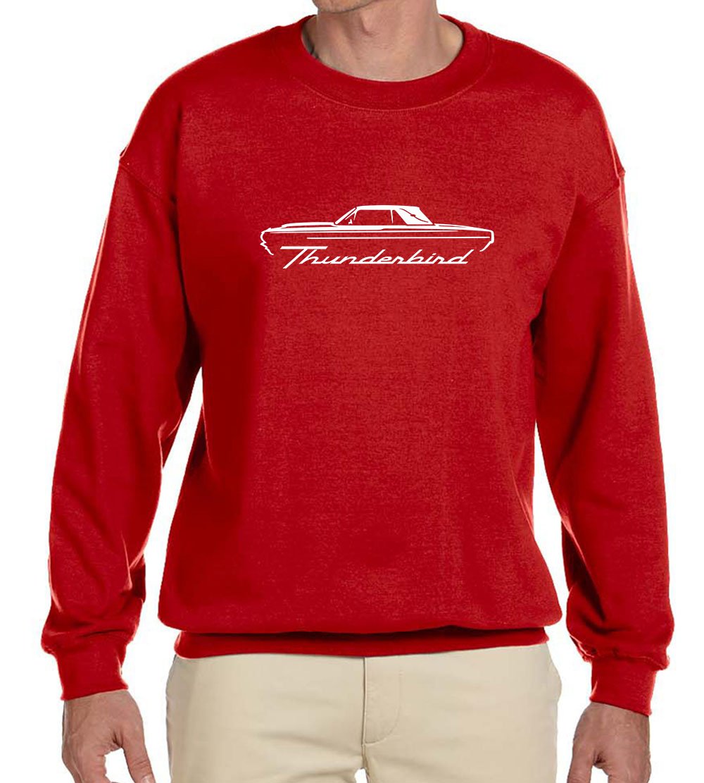 Maddmax Car Art 1964 1965 1966 Ford Thunderbird Hardtop Classic Outline Design Fleece Sweatshirt X-large grey