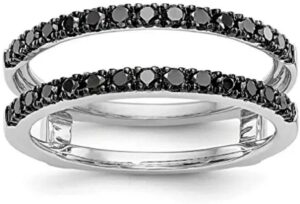 ranjeeta fashion round cut black diamond 925 sterling silver 14k white gold fn diamond engagement wrap wedding enhancer band guard ring for women's