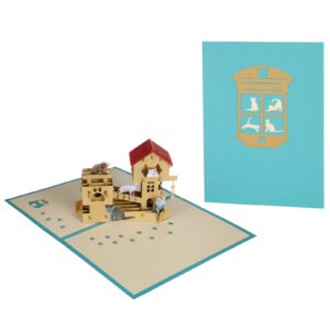 HOMANGA Cat Pop Up Birthday Card, 6x8 inch, with Envelope, for Men and Women