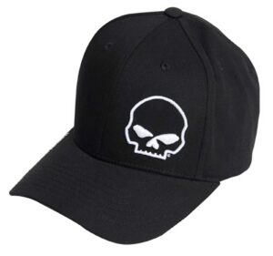 harley-davidson men's crooked skull curved bill stretch fit baseball cap (l/xl) black