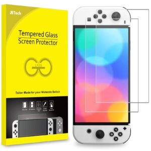 jetech screen protector compatible with nintendo switch (oled model) 7-inch 2021 release, tempered glass film, 2-pack