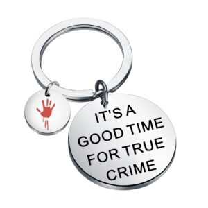 bobauna true crime gift serial killer jewelry it's a good time for true crime gift for true crime lover (time for true keychain)