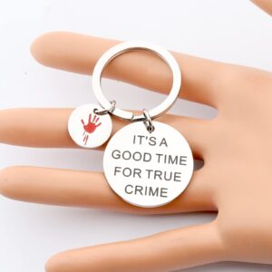 bobauna True Crime Gift Serial Killer Jewelry It's a Good Time For True Crime Gift For True Crime Lover (time for true keychain)